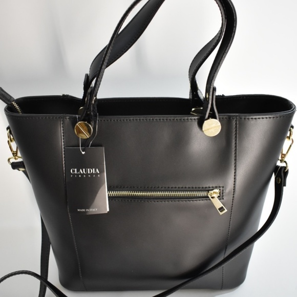 Claudia Firenze | Bags | Claudia Firenze Black Italian Leather Satchel ...